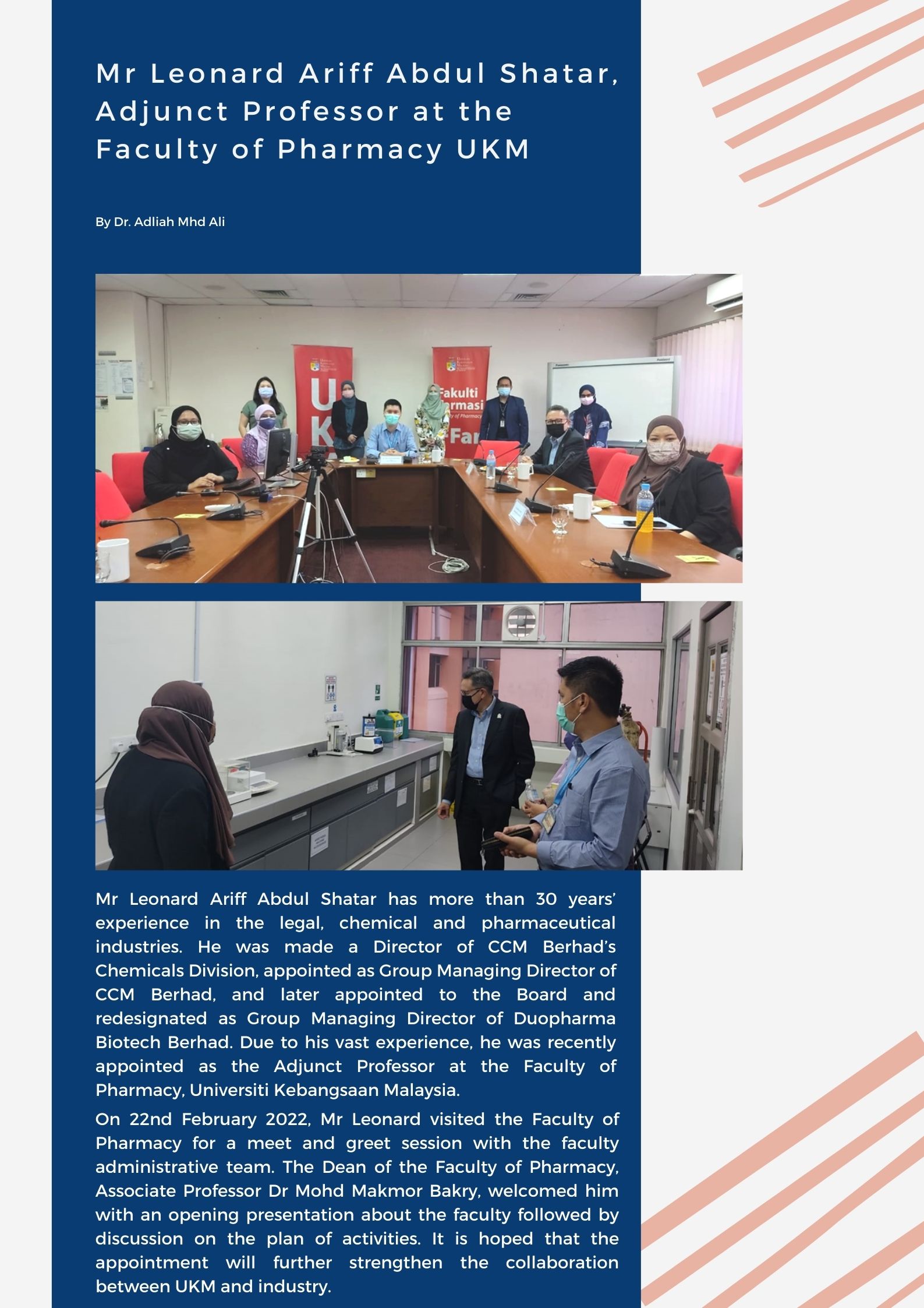 Mr Leonard Ariff Adjunct Professor – Faculty of Pharmacy