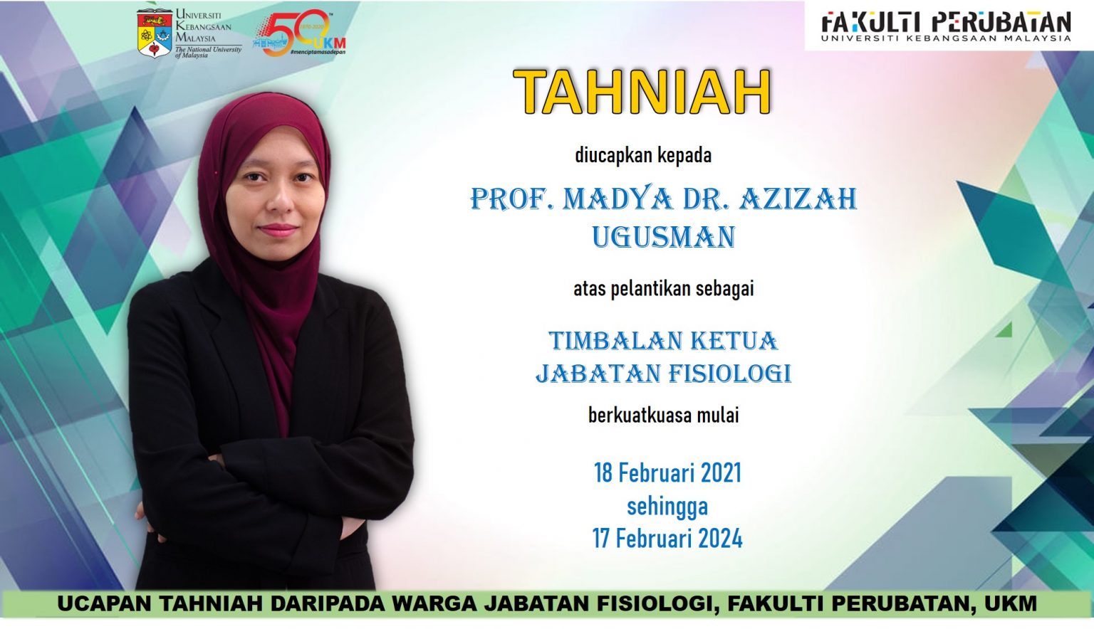 TAHNIAH - PROF. MADYA DR. AZIZAH UGUSMAN - Jabatan Fisiologi, Fakulti ...