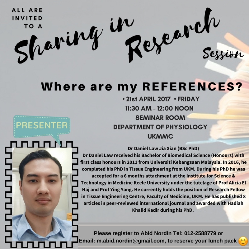 Sharing in Research Session - Dr. Daniel Law Jia Xian - Jabatan ...