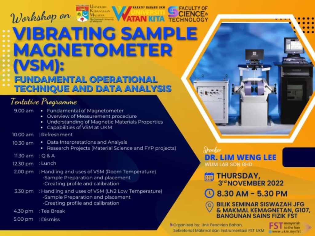 WORKSHOP ON VIBRATING SAMPLE MAGNETOMETER (VSM): FUNDAMENTAL OPERATIONAL TECHNIQUE AND DATA ...