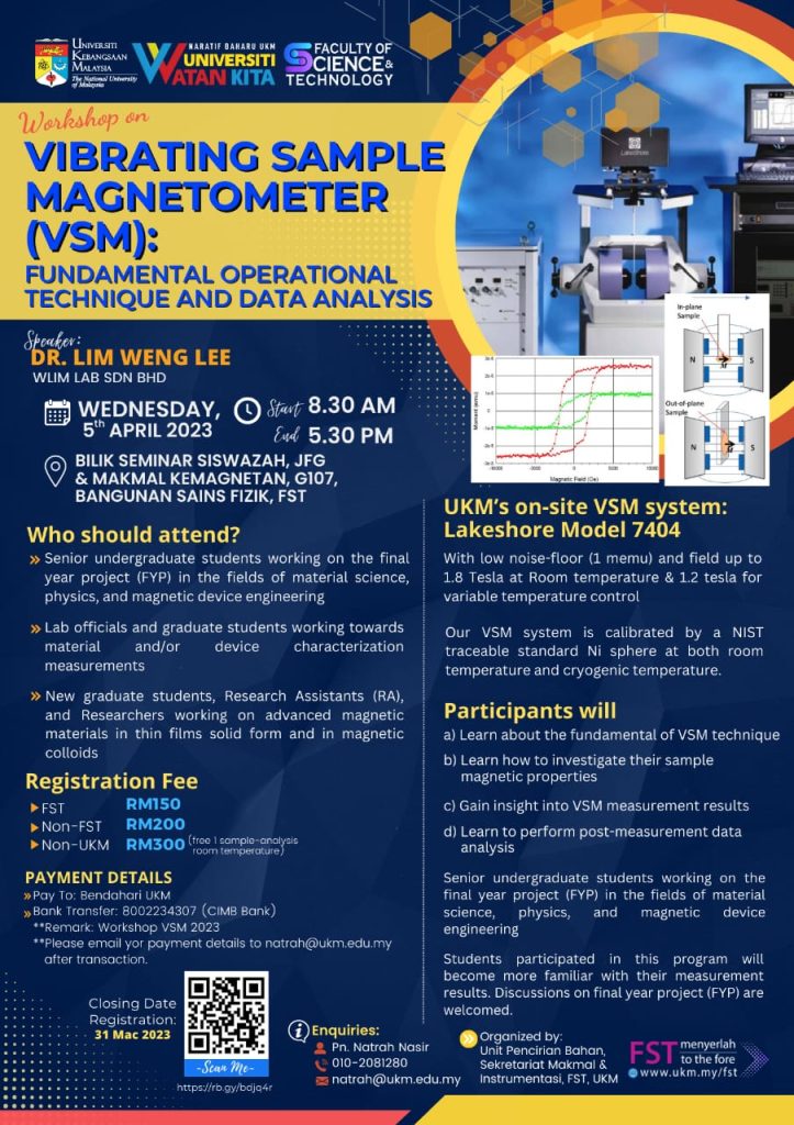 WORKSHOP ON VIBRATING SAMPLE MAGNETOMETER (VSM): FUNDAMENTAL OPERATIONAL TECHNIQUE AND DATA ...