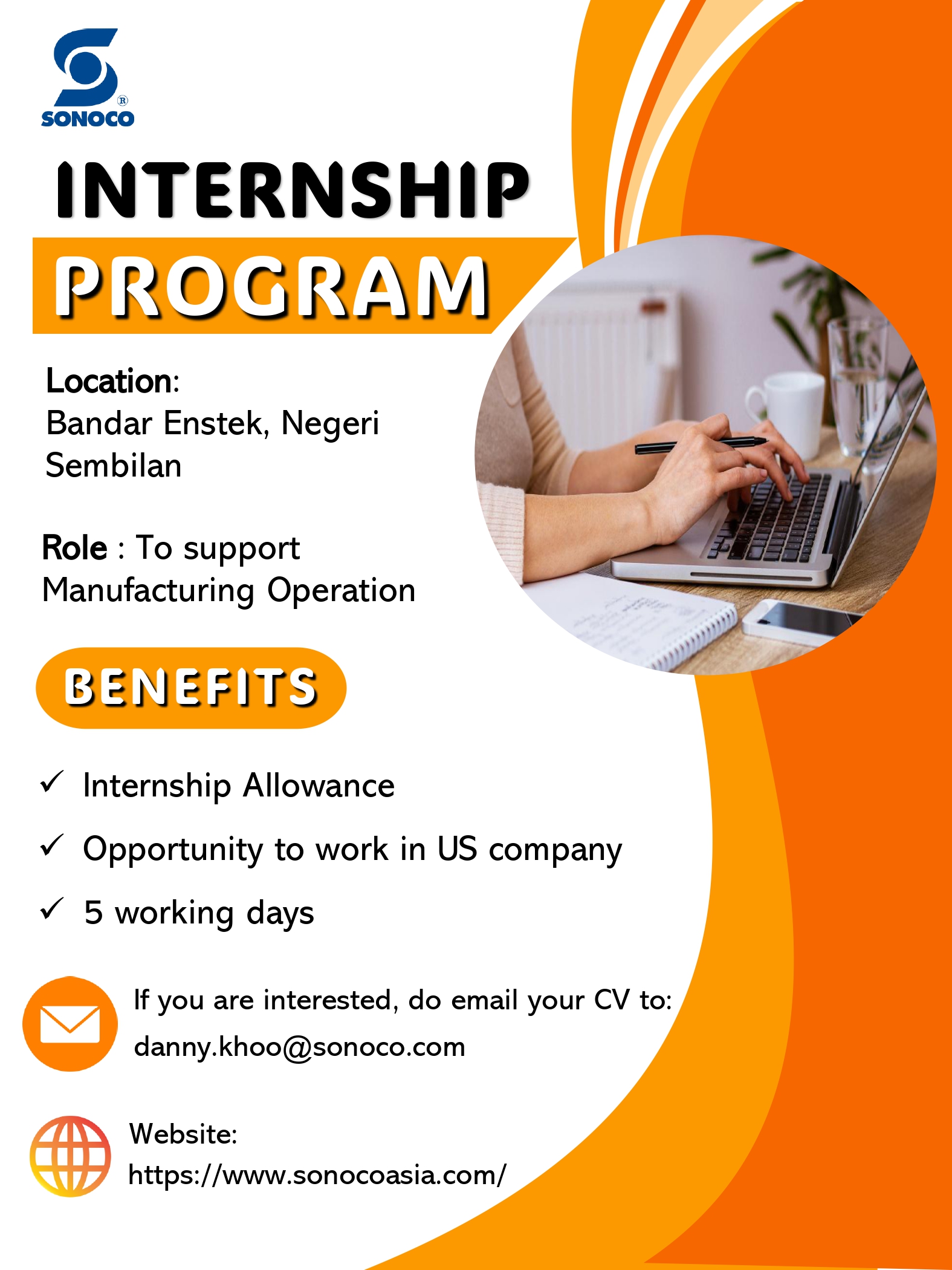 INTERNSHIP OPPORTUNITIES AT SONOCO PRODUCTS (MALAYSIA) SDN BHD – Pusat Jaringan Industri & Komuniti