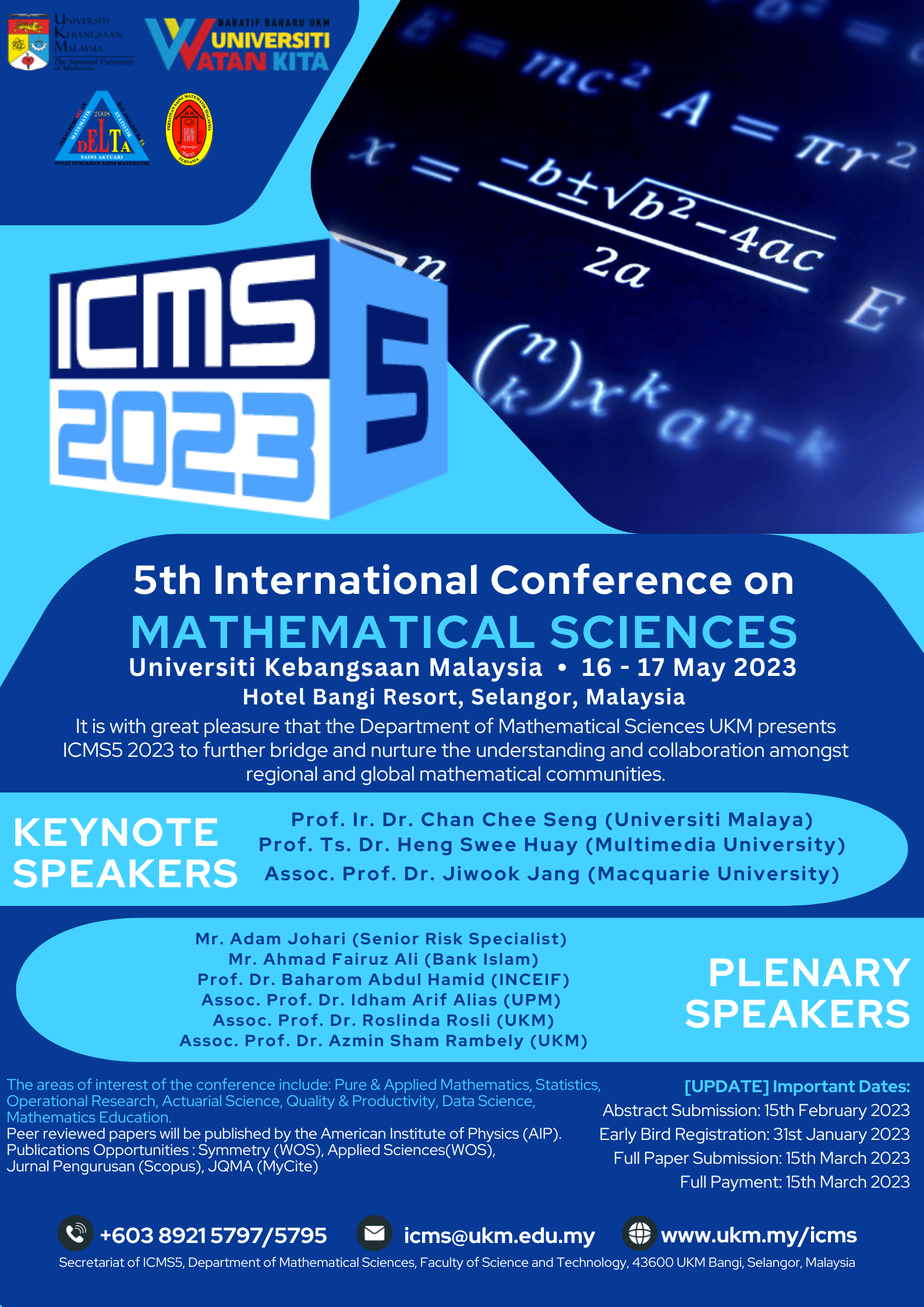 ICMS5 UKM 2023 : 5th International Conference on Mathematical Sciences 2023