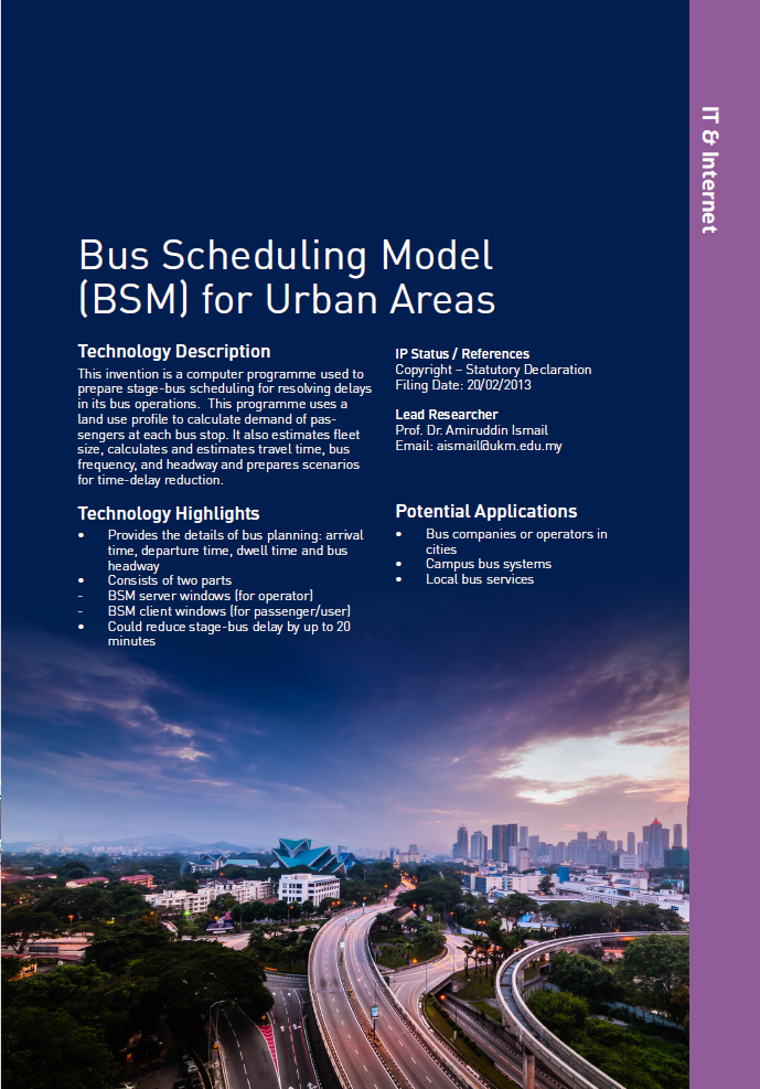 Bus Scheduling Model (BSM) for Urban Areas | Centre for Innovation ...