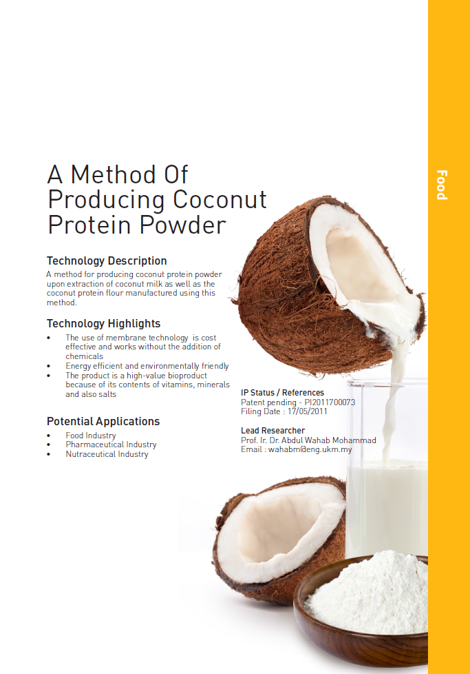 A Method of Producing Coconut Protein Powder | Centre for Innovation ...