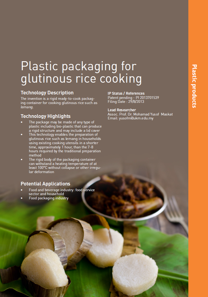 Plastic Packaging for Glutinous Rice Cooking | Centre for Innovation ...