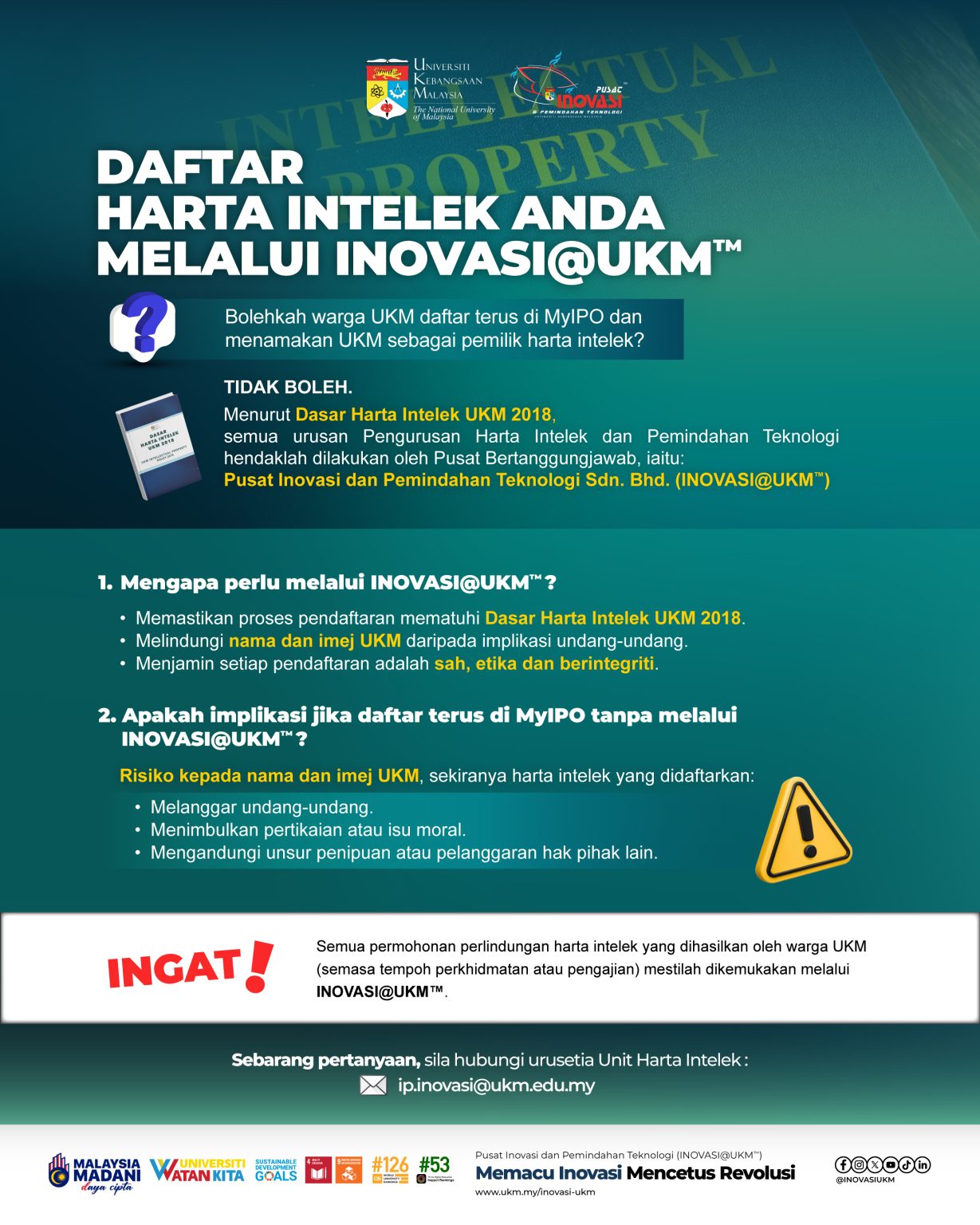 Makluman Penting Untuk Warga UKM: Pendaftaran Harta Intelek Tanpa ...