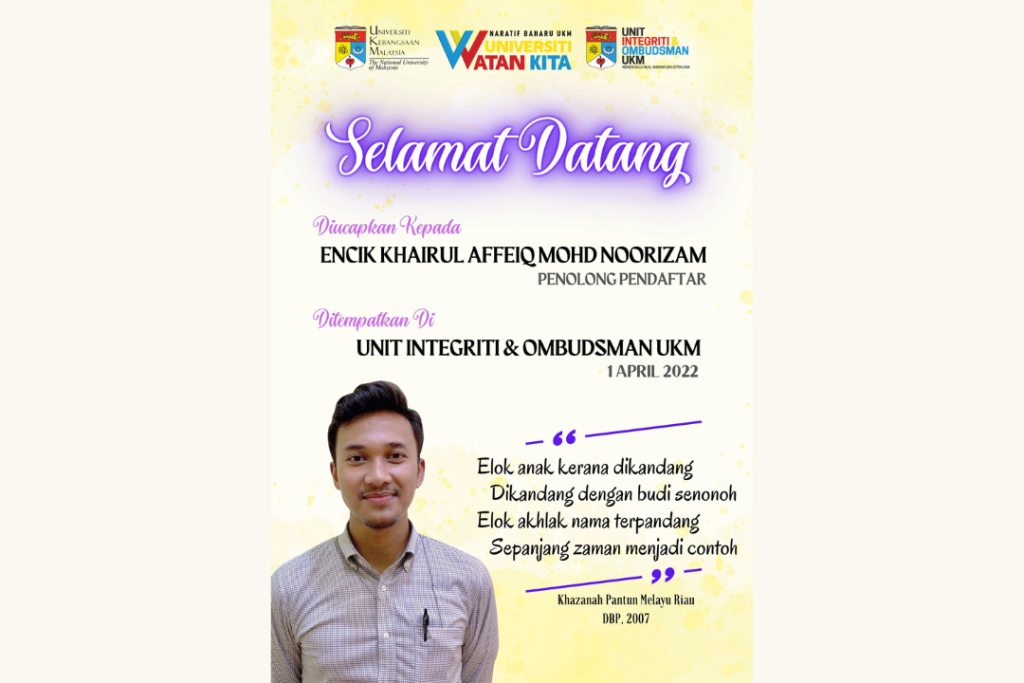 Ucapan Selamat Datang – Pusat Integriti & Ombudsman