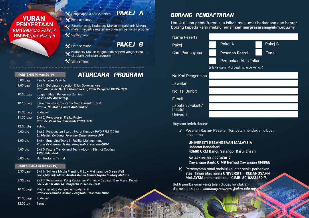 SEMINAR PENGURUSAN FASILITI BERSEPADU PRASARANA-UKM 2019 | Jabatan ...