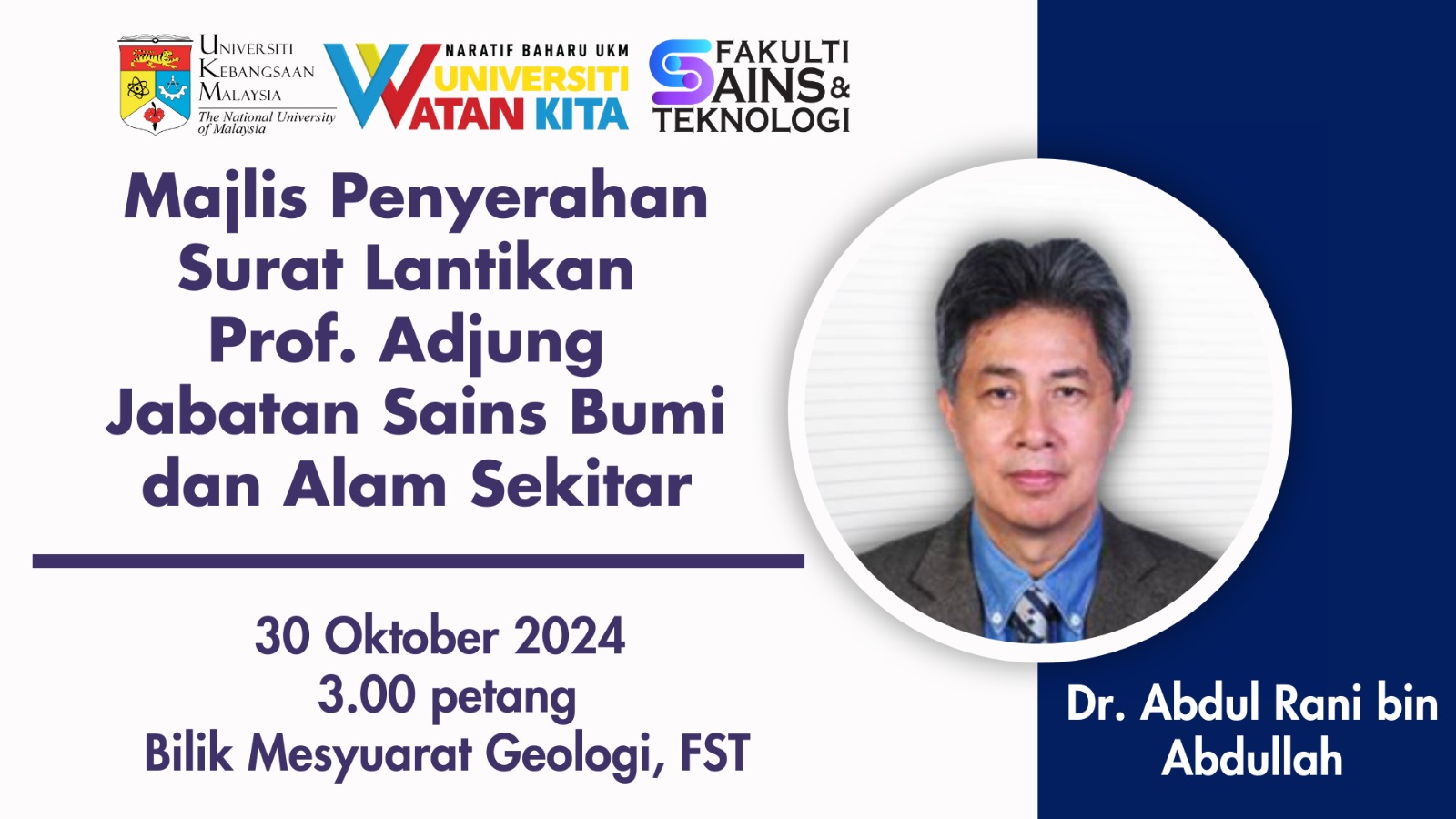 Majlis Penyerahan Surat Lantikan Prof. Adjung JSBAS – Dr. Abdul Rani ...