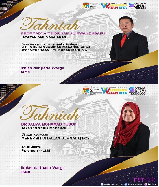 Ucapan tahniah / Congratulations - DEPARTMENT OF FOOD SCIENCES