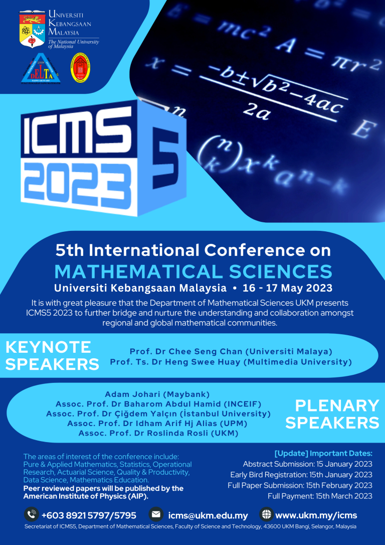 Invitation to the 5th International Conference on Mathematical Sciences ...