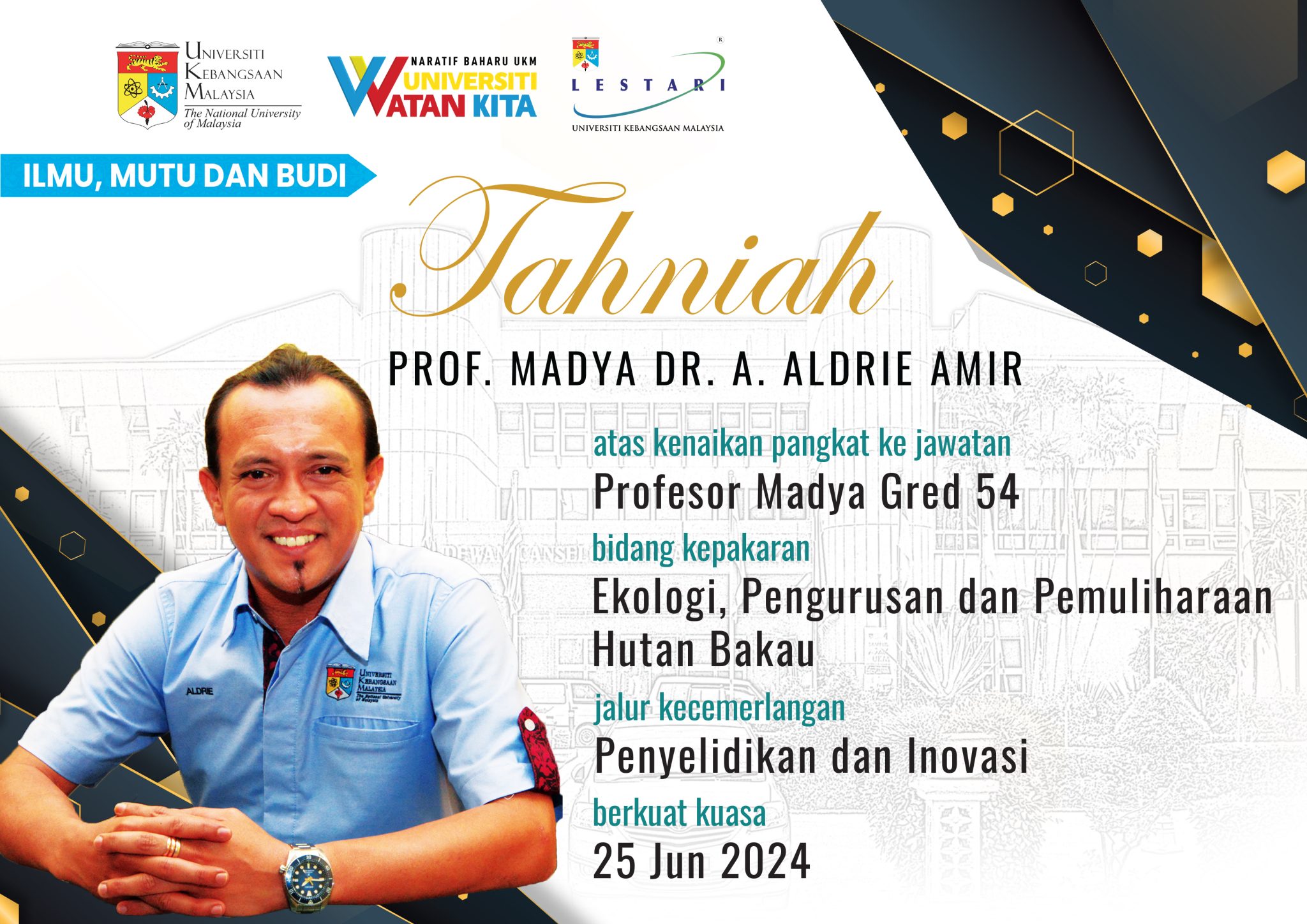 Tahniah Prof. Madya Dr. Aldrie | LESTARI UKM