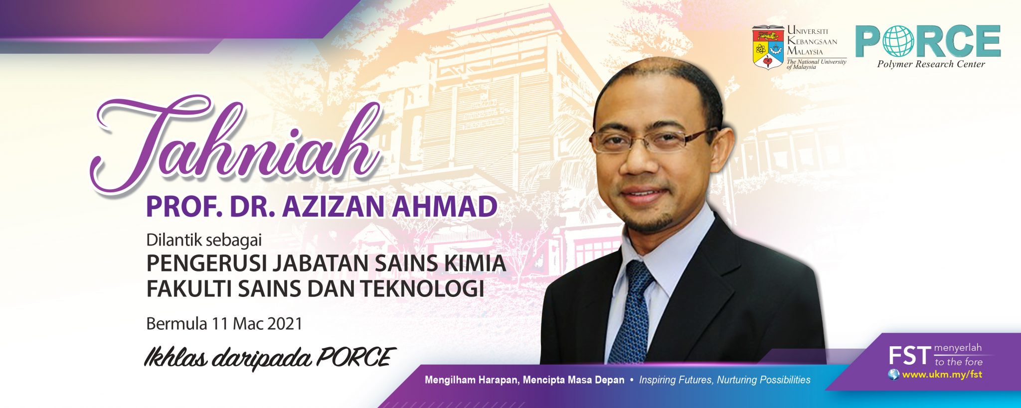 Congratulations on New Appointment | Polymer Research Center (PORCE)