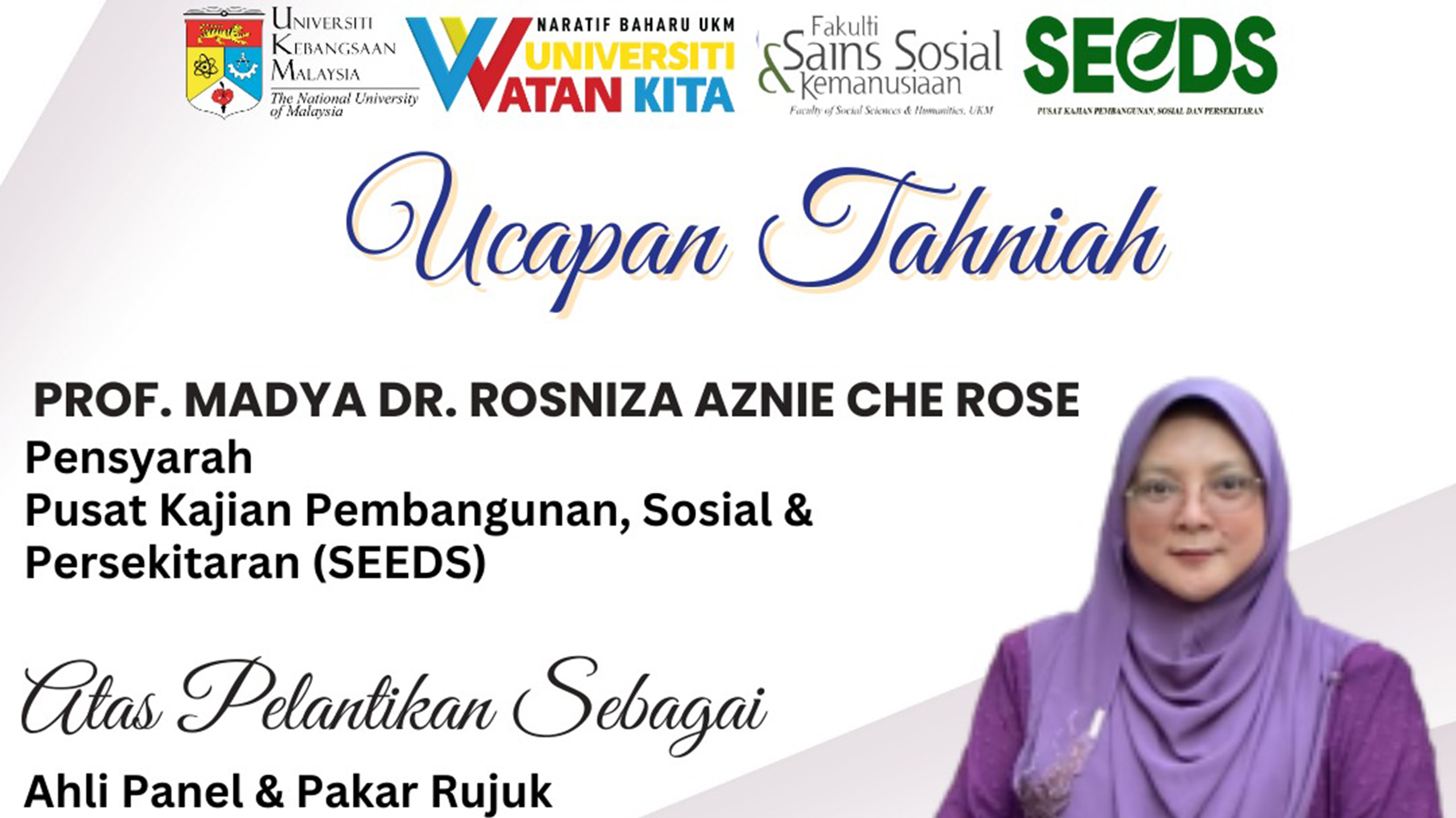 TAHNIAH KEPADA PROF. MADYA DR. ROSNIZA AZNIE CHE ROSE | PUSAT KAJIAN ...