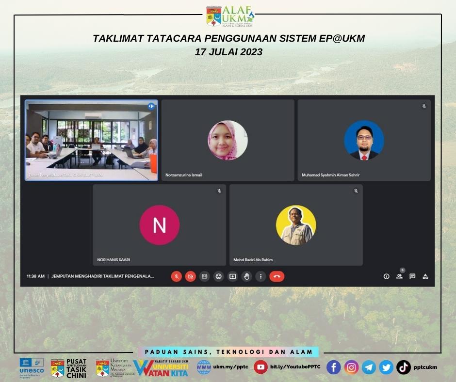 Taklimat Tatacara Penggunaan Sistem ep@UKM – Pusat Penyelidikan Tasik Chini (PPTC), ALAF-UKM