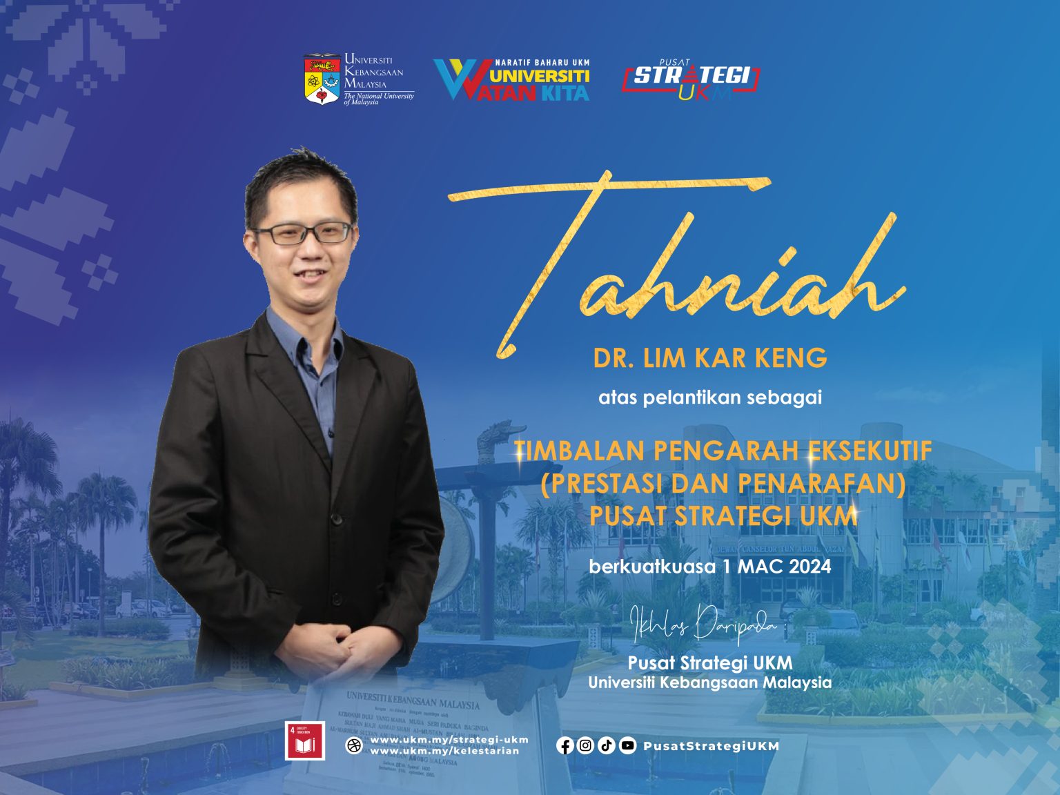 Tahniah diucapkan kepada Prof. Tan Sri Dato’ Seri Dr. Noor Azlan ...