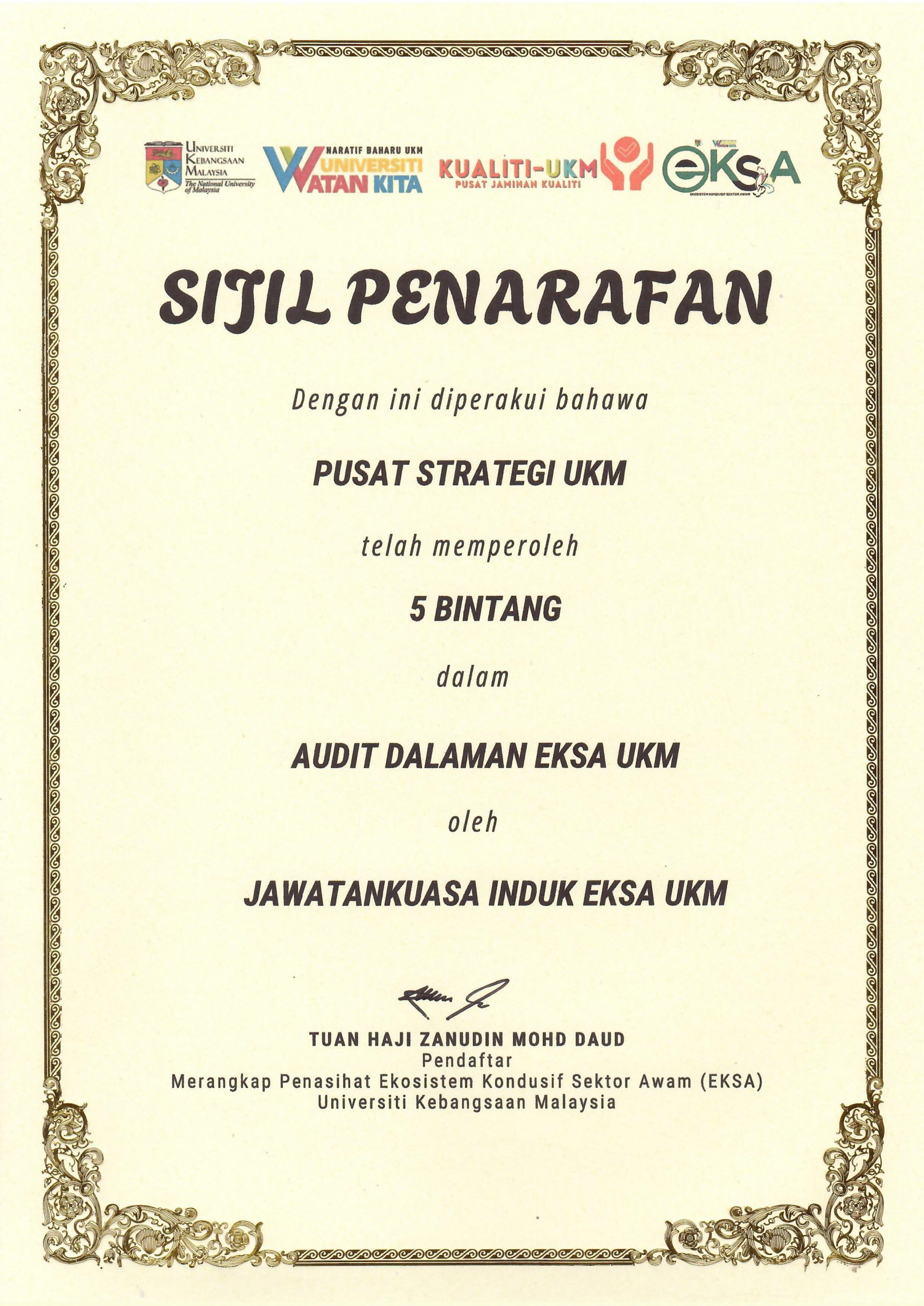 EKSA@Strategi-UKM – Sijil – Pusat Strategi UKM