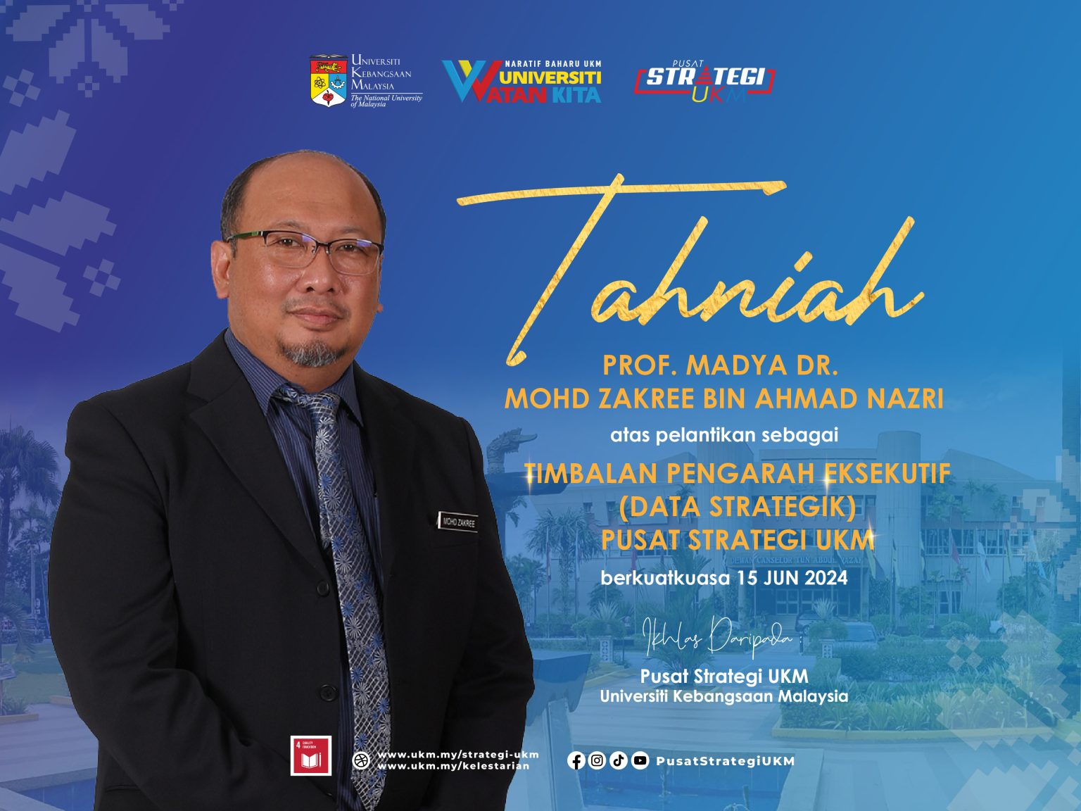 Tahniah diucapkan kepada Prof. Tan Sri Dato’ Seri Dr. Noor Azlan ...