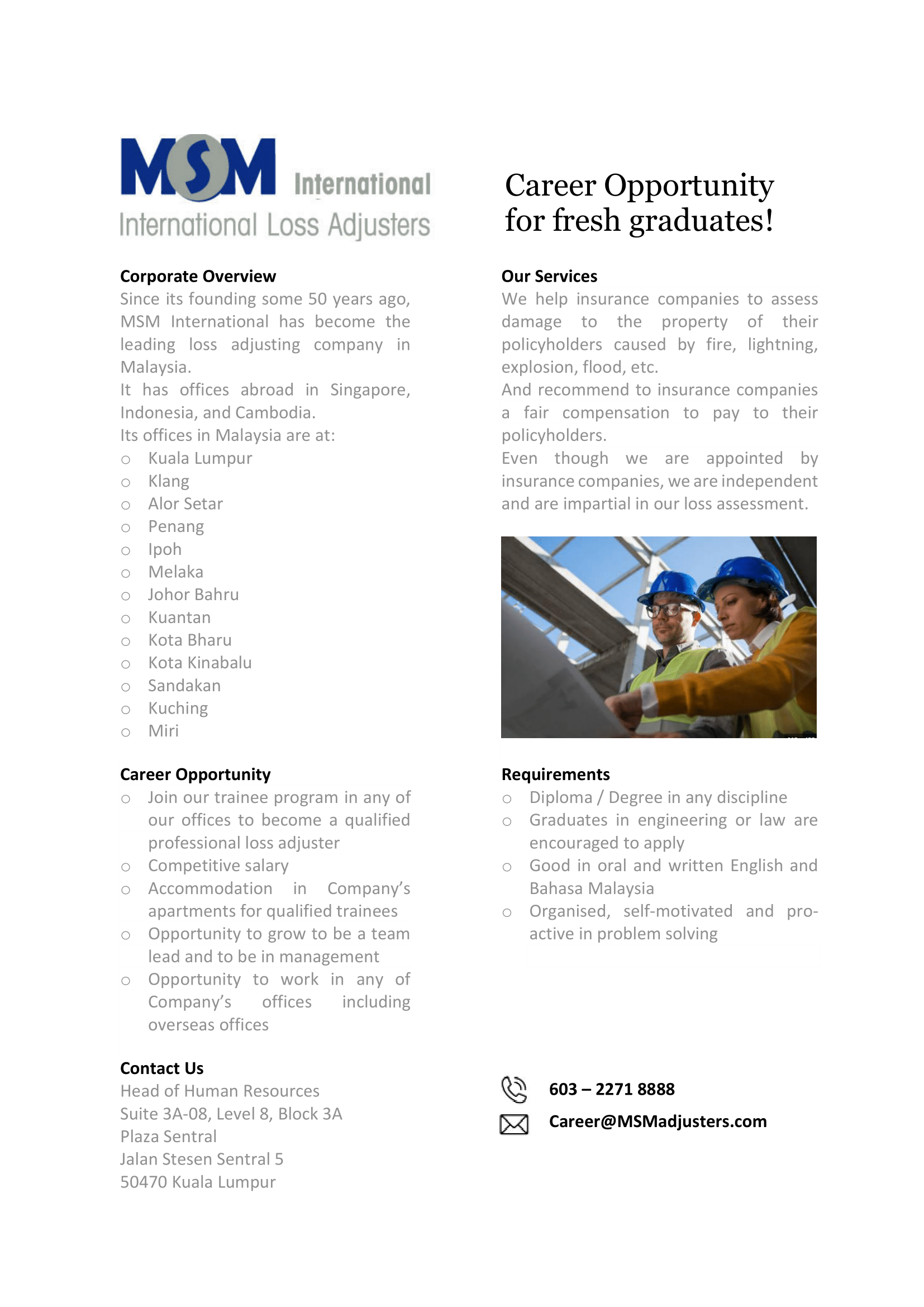 Graduate/Trainee Program at MSM International | PUSAT PEMBANGUNAN ...