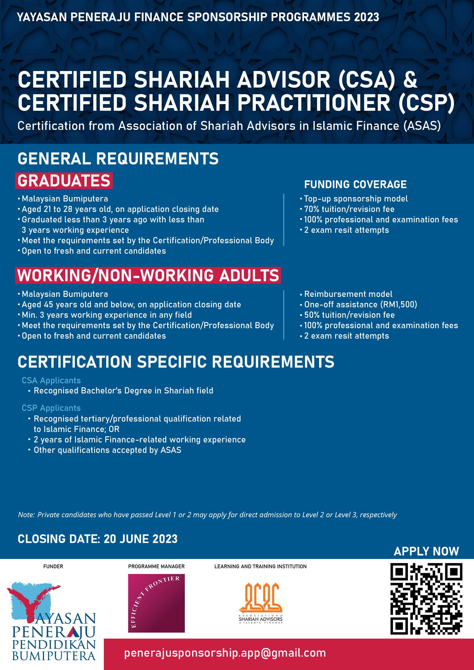 Yayasan Peneraju Sponsorship Programmes – Finance Services Programmes | PUSAT PEMBANGUNAN KARIER ...