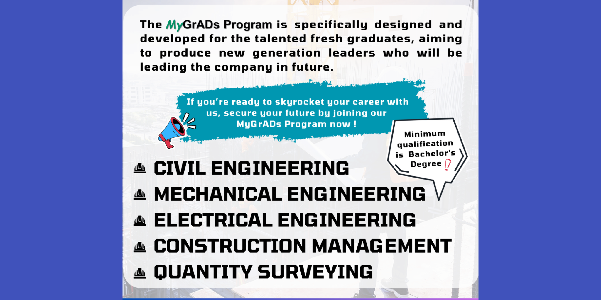 Job Opportunities @ MEB Construction | PUSAT PEMBANGUNAN KARIER UKM ...