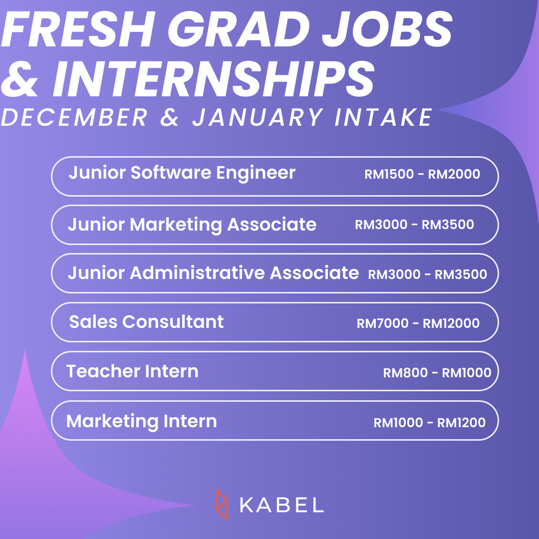 Job Opportunities] Fresh Grad Jobs & Internships for Dec & Jan Intake ...