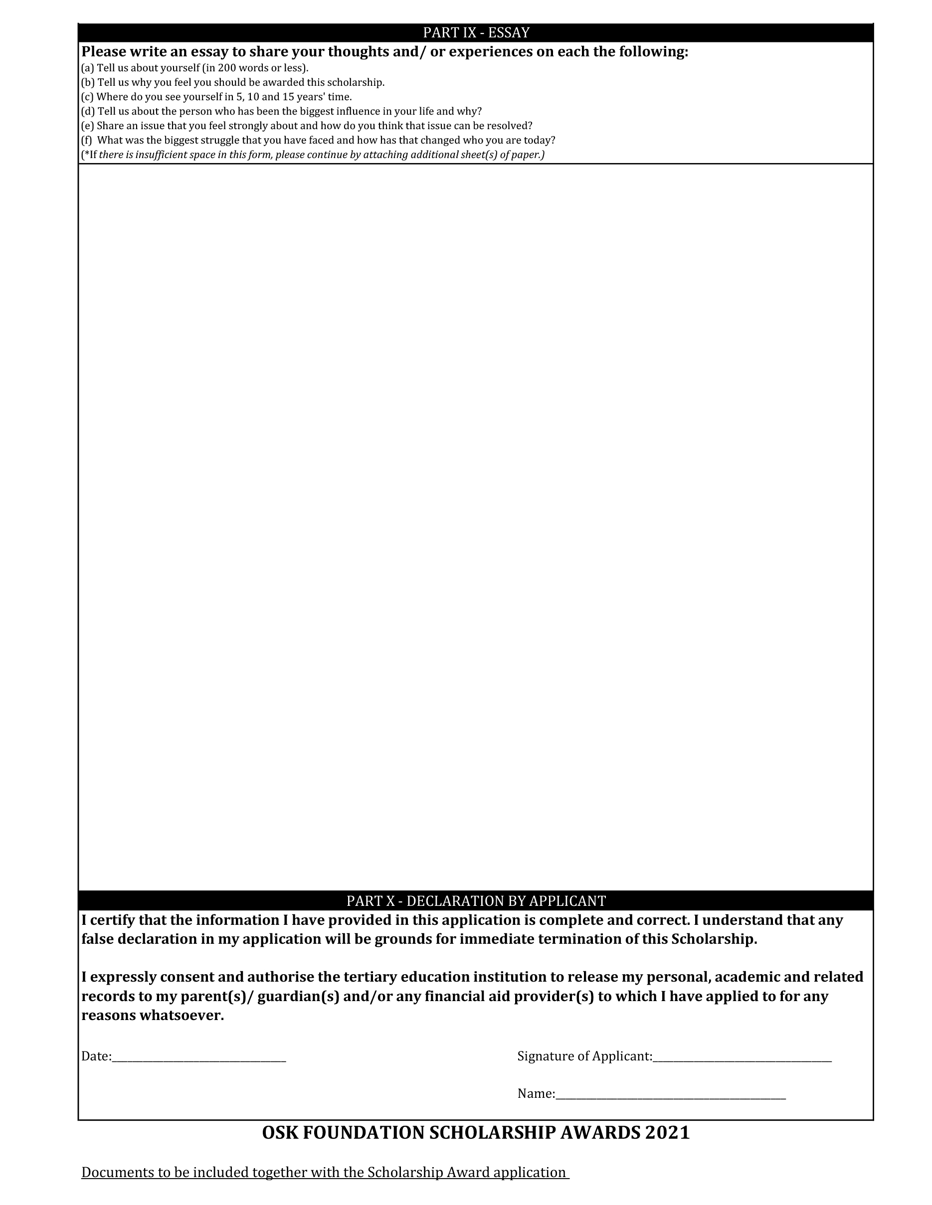 OSK Foundation Scholarship Awards 2021 | Yayasan Canselor