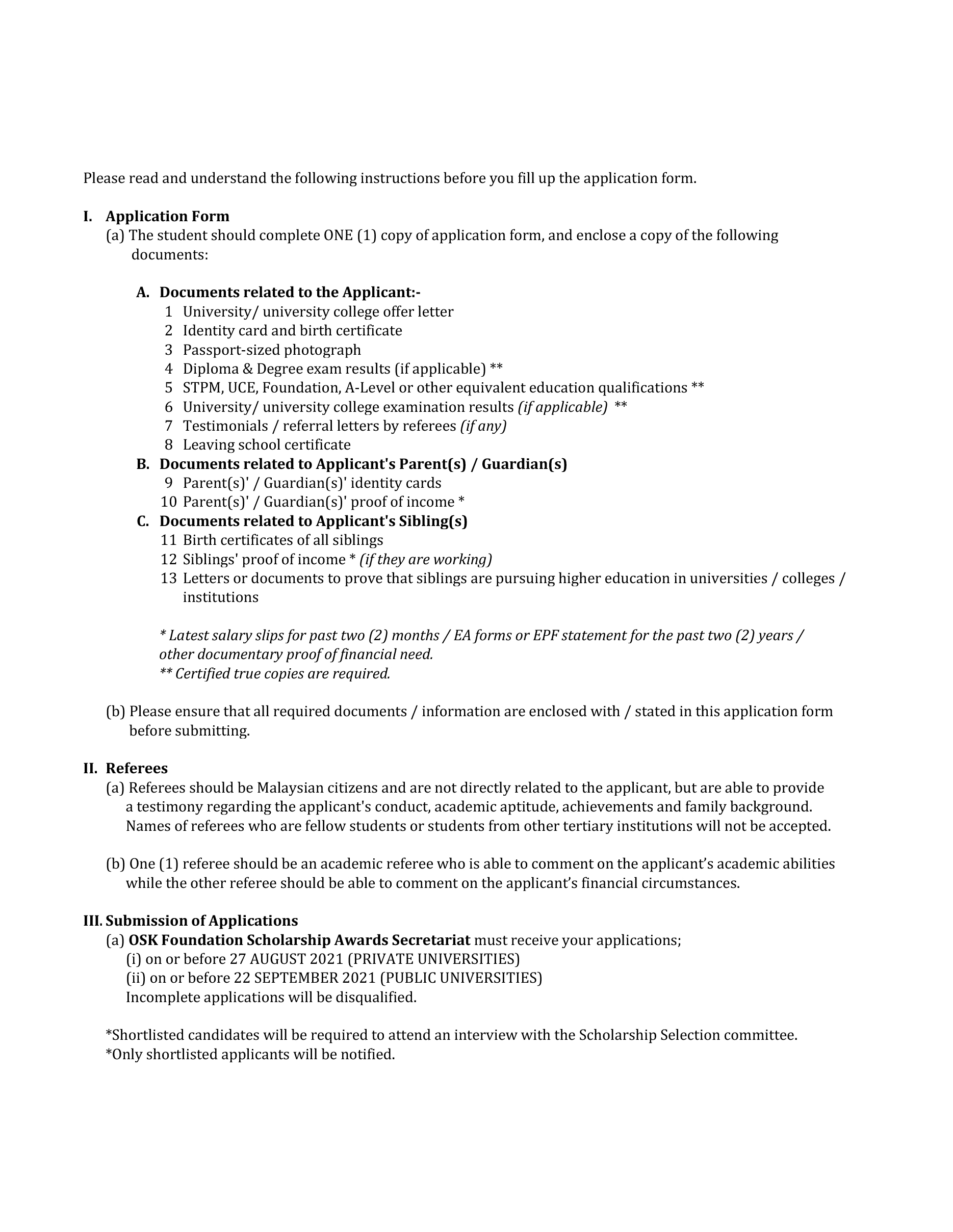 OSK Foundation Scholarship Awards 2021 | Yayasan Canselor